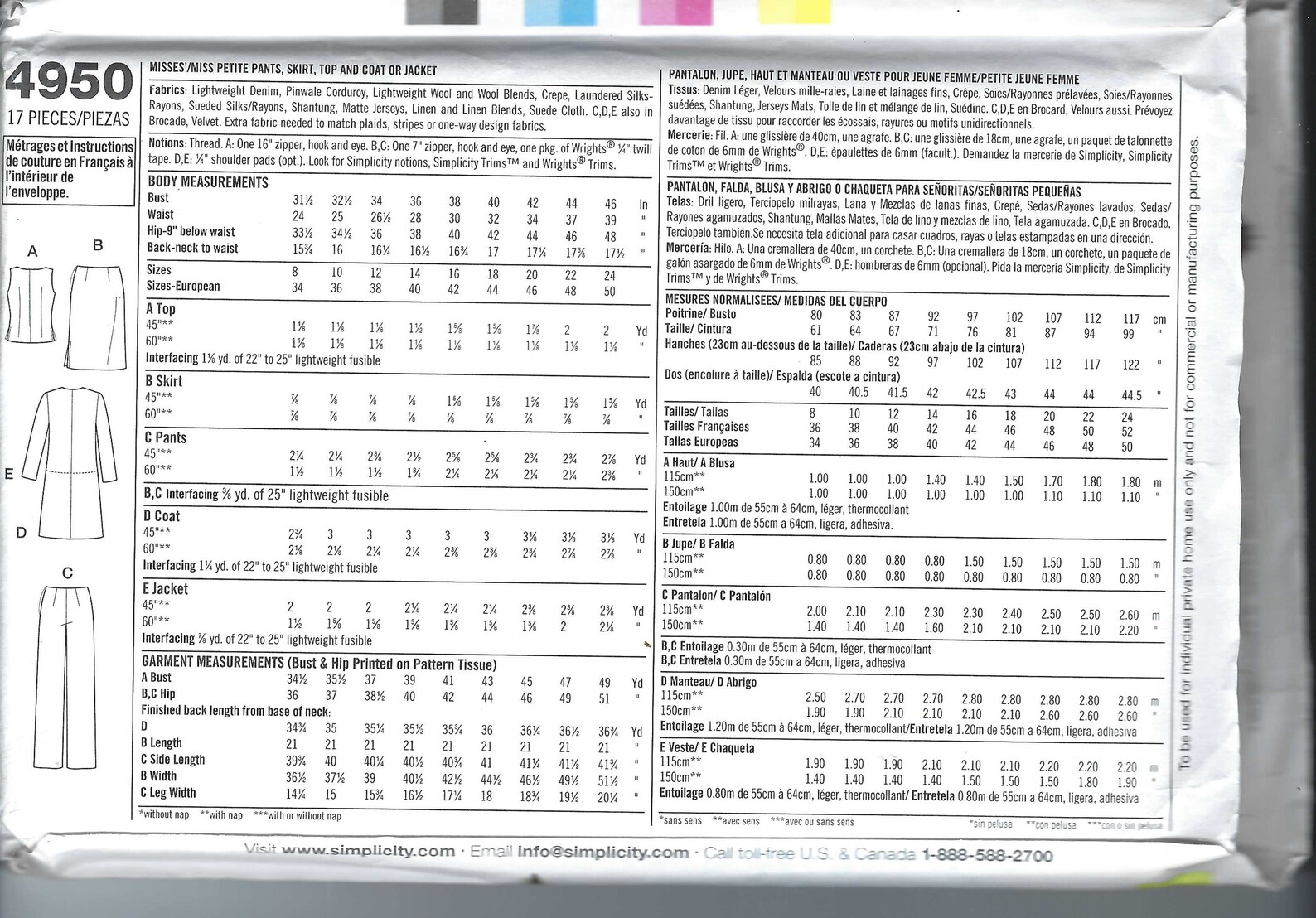 Uncut Simplicity Sewing Pattern 4950 Wardrobe Adult Sizes | Etsy