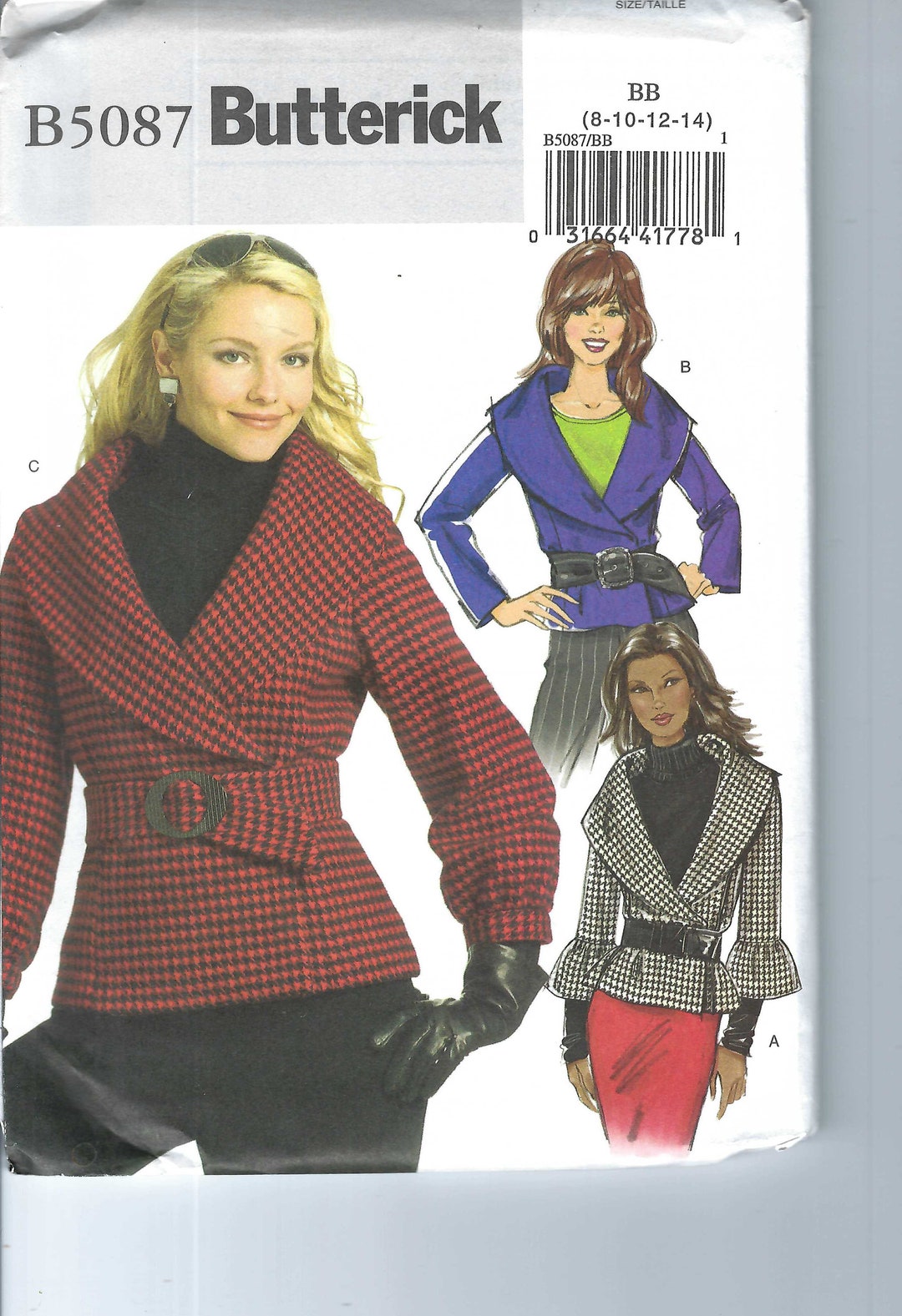 Uncut Butterick Sewing Pattern 5087 Belted Jacket Double Breasted ...