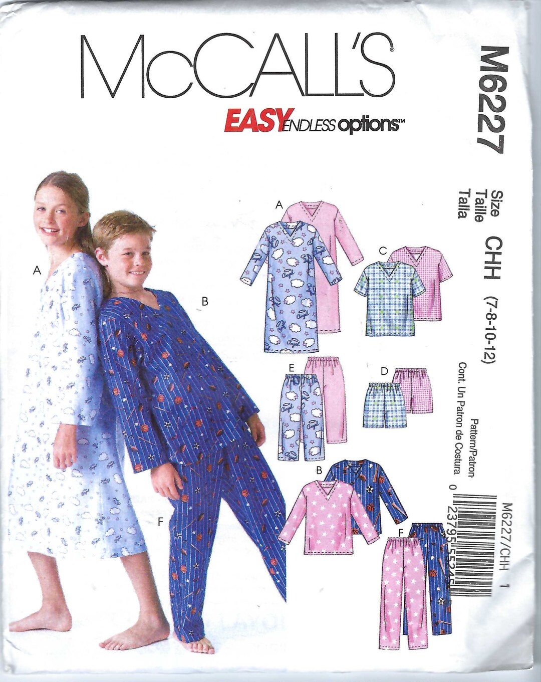Uncut Mccalls Sewing Pattern 479 6227 Boys' Girls' Nightshirt, Tops ...