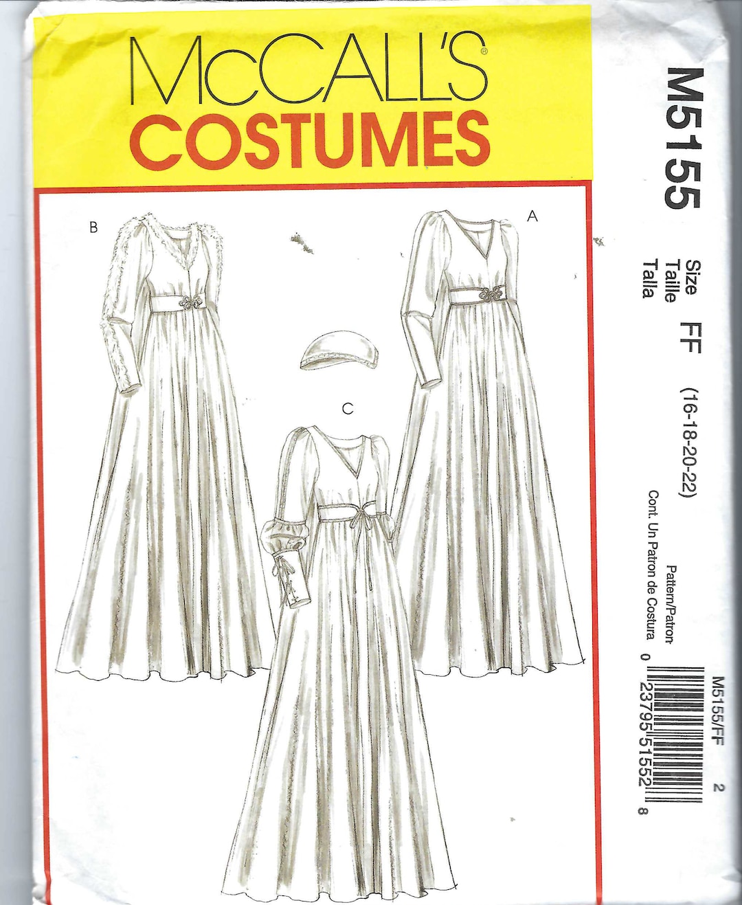 UNCUT Mccalls Sewing Pattern 5155, Misses' Costume, Halloween Misses ...