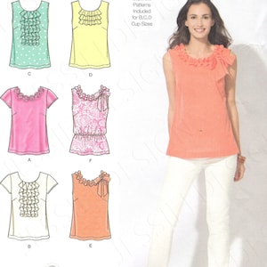 Uncut Simplicity Sewing Pattern 2599 Misses Top With Trim Variations ...