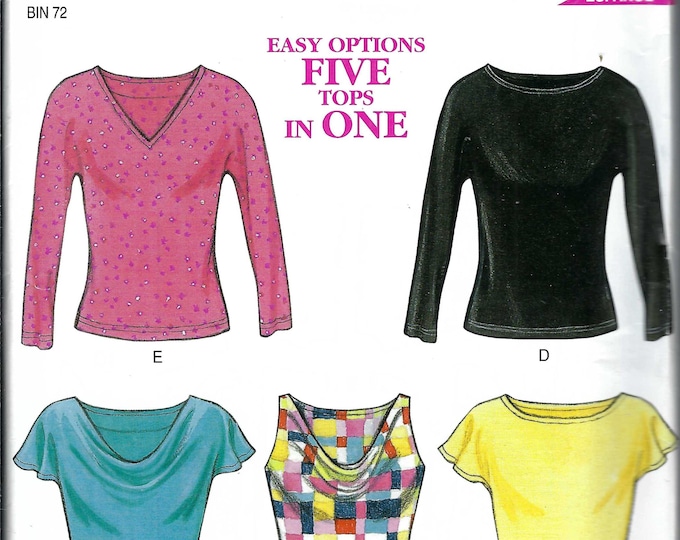 Uncut Rare New Look Sewing Pattern 6106, Five Easy Tops, for Stretch ...