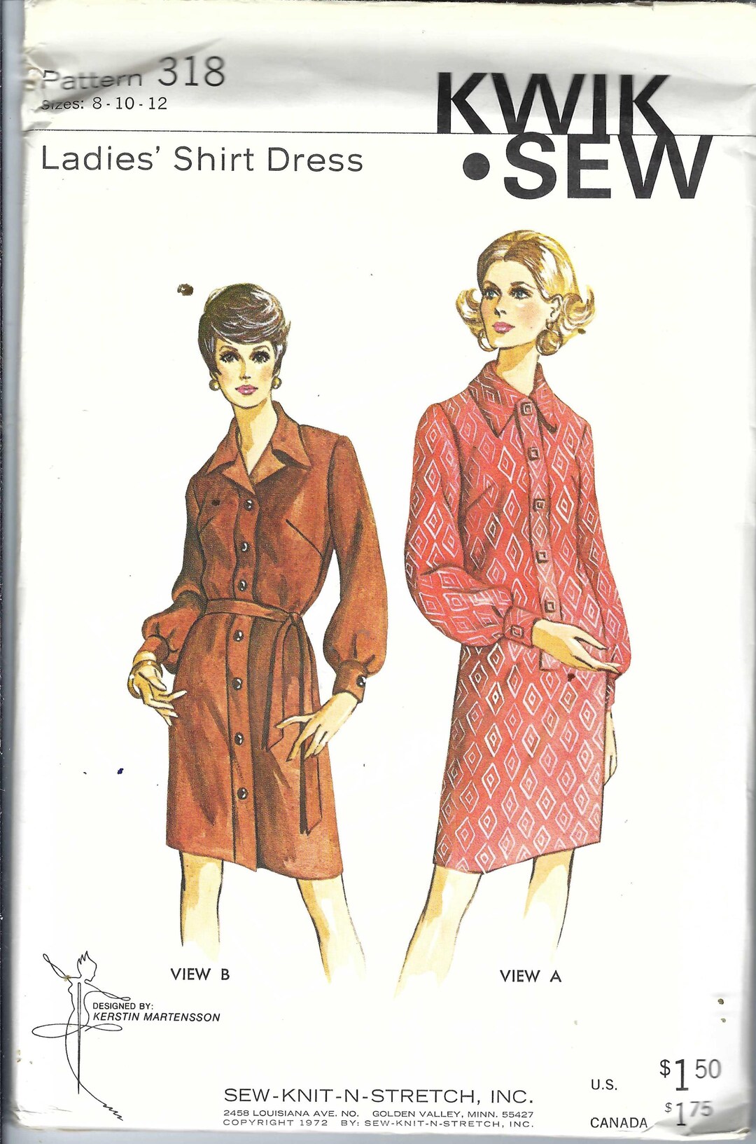 Uncut Kwik Sewing Pattern 318 319 Ladies Shirt Dress Size 8-12 14-18 - Etsy