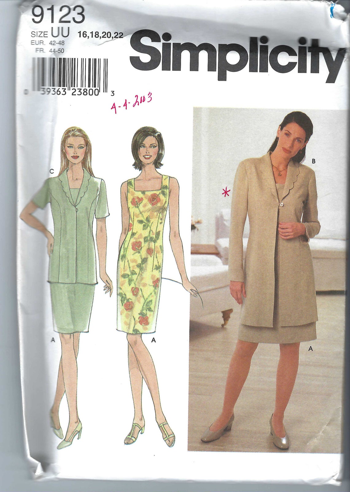 Uncut Vintage Simplicity Sewing Pattern 9123 Fitted Dress and - Etsy