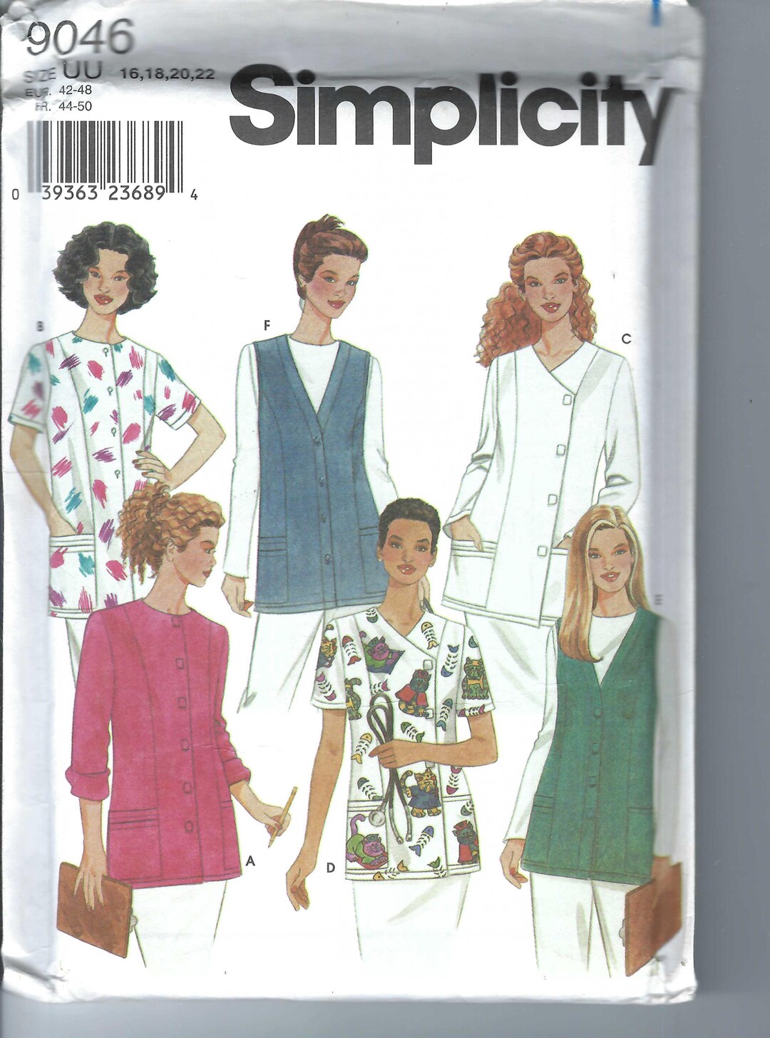 UNCUT Vintage Simplicity Sewing Pattern 9046, Misses' Top or Vest Size ...