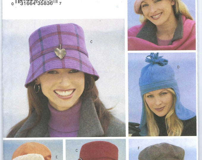 Uncut Butterick Sewing Pattern 3687 HATS Caps and Scarf Sewing Pattern ...