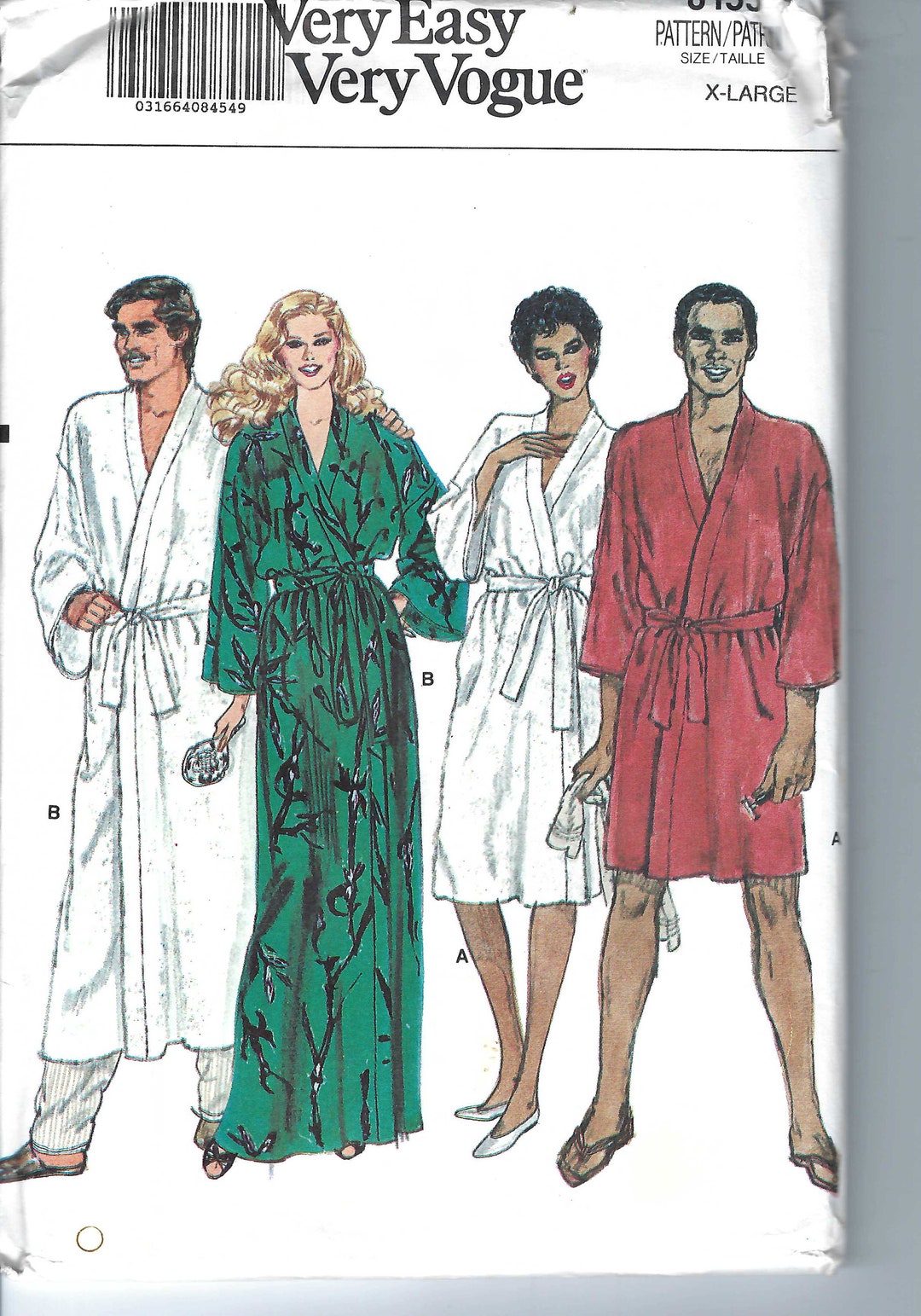 Uncut Vintage Vogue Sewing Pattern Unisex Robe Pattern 8155, Very Easy ...
