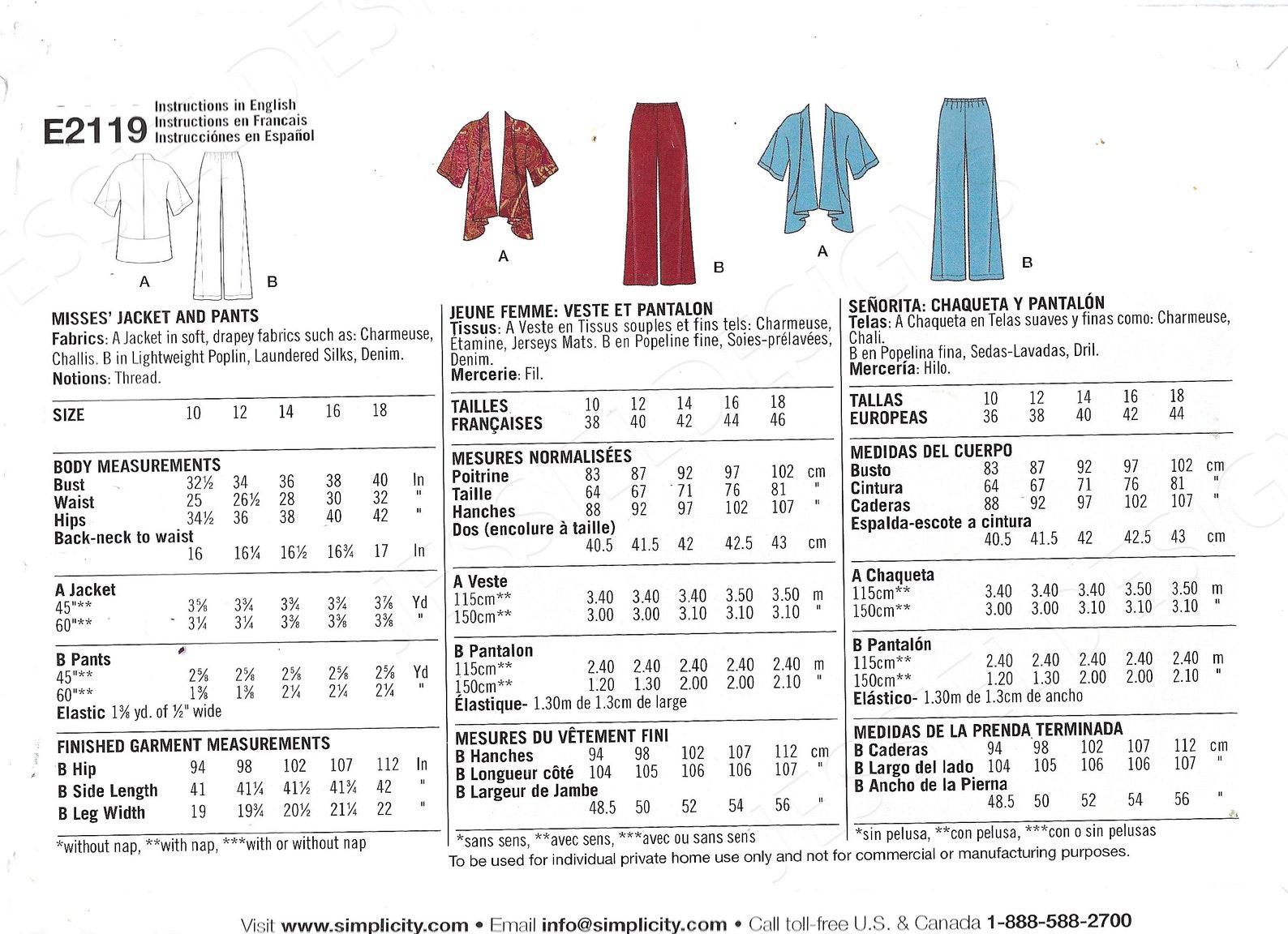 Uncut Simplicity Sewing Pattern 2119 Size 10 12 14 16 18 - Etsy