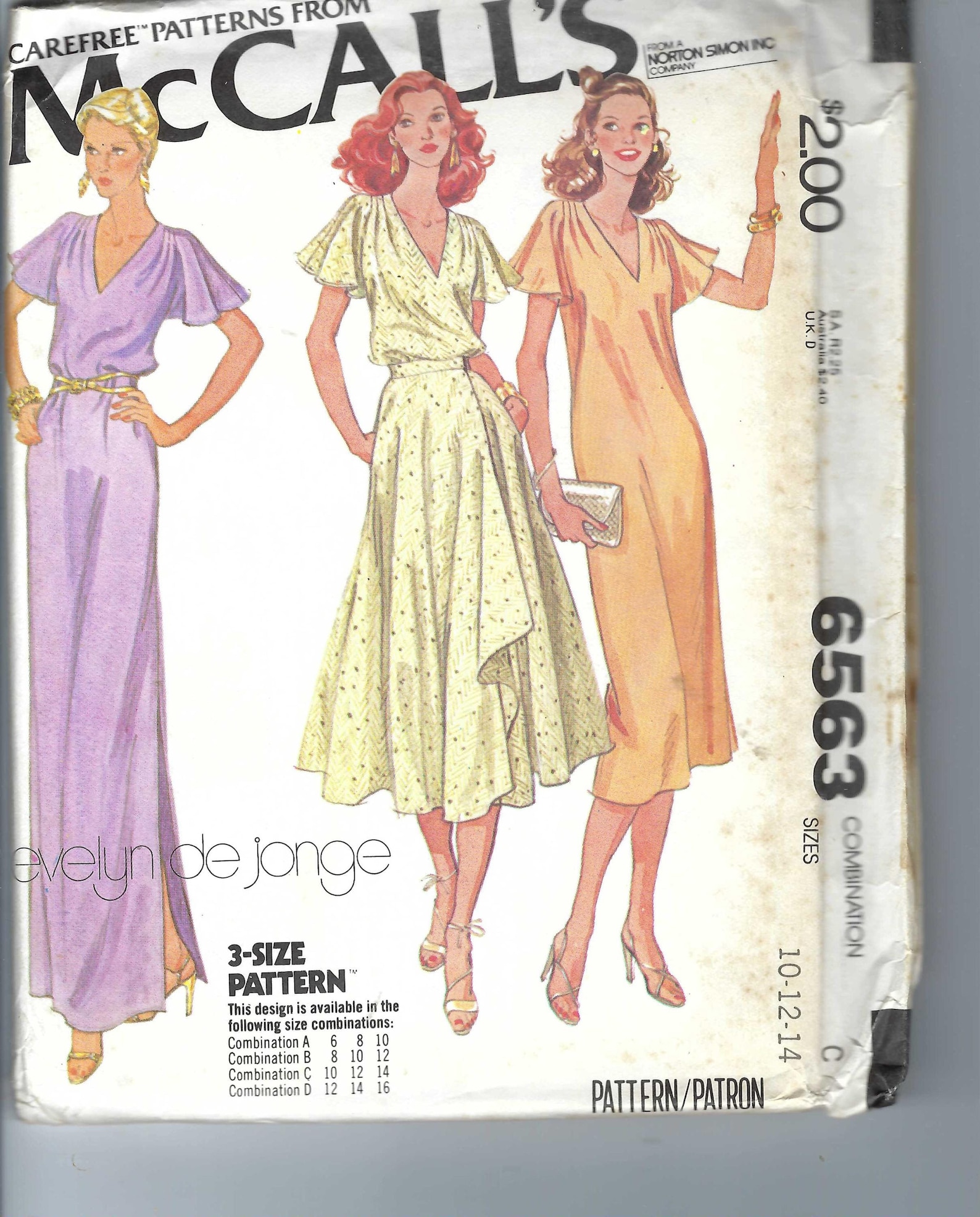 Uncut Vintage Mccalls Sewing Pattern 6563 Sz 10-12-14 Flowing Wrap ...