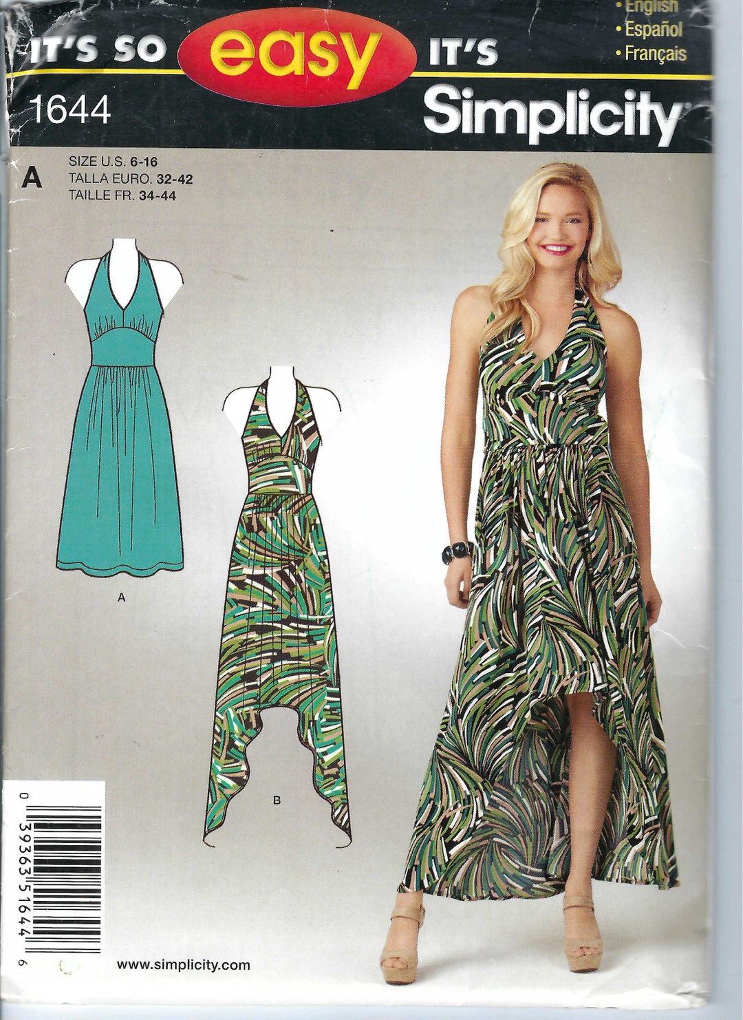 Uncut Simplicity Sewing Pattern Halter Neckline Dress in Two Variations ...