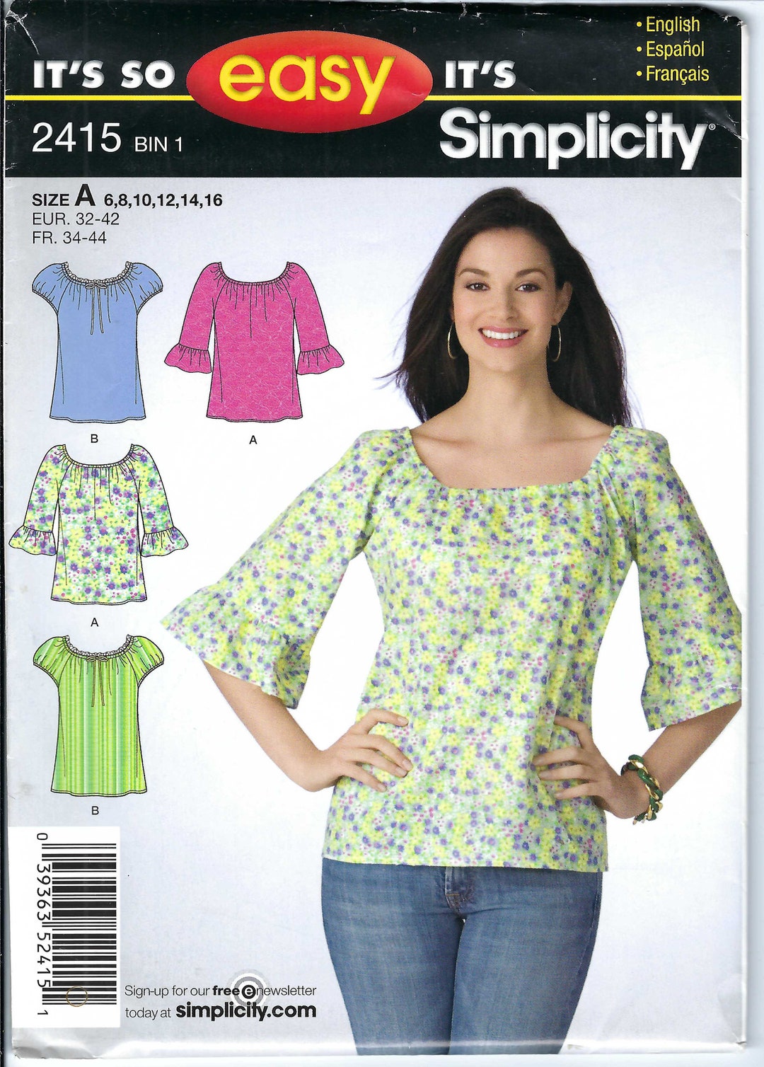 UNCUT Simplicity Sewing Pattern 2415 Misses Top Size 6-16 Ff - Etsy