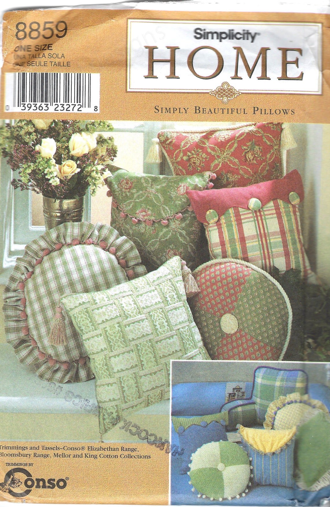 Uncut Simplicity Sewing Pattern 8859 Pillows Traditional | Etsy