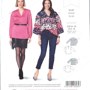 Uncut Burda Style Sewing Pattern 6284 Misses TOP / SHIRT Sz. 8-10-12-14 ...