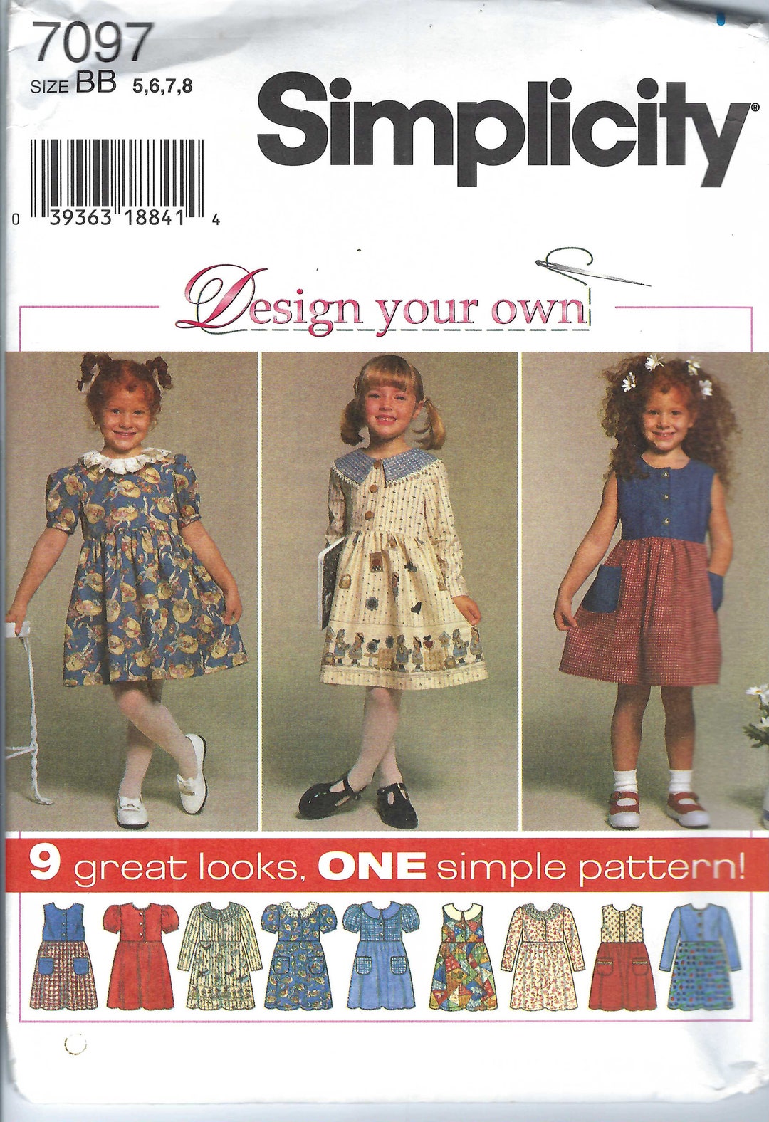 Uncut Vintage Simplicity Sewing Pattern Girls Dresses, 9 Great Looks in ...