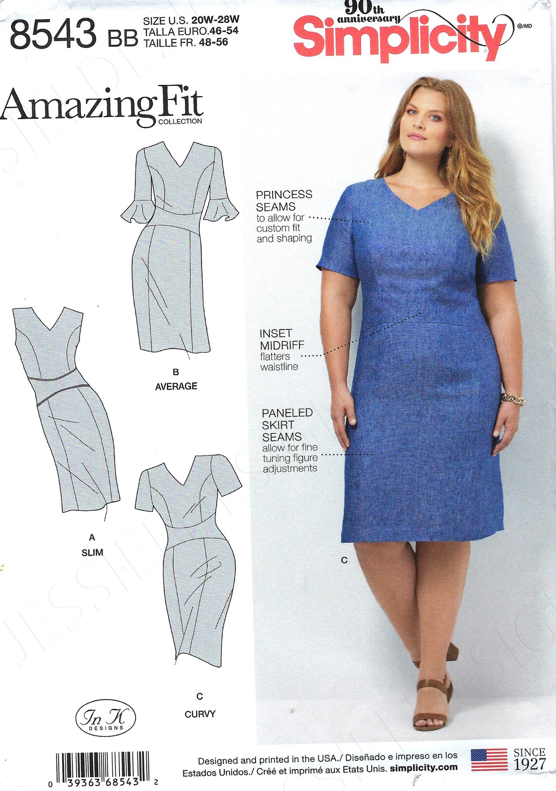 Uncut Sewing Pattern Simplicity 8543 Amazing Fit. Dress With 3 - Etsy