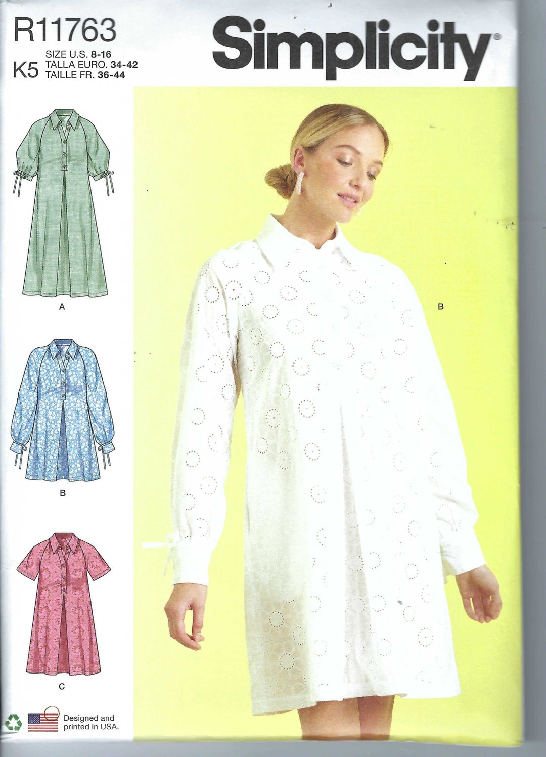 Uncut Simplicity Sewing Pattern 11763 9744 Misses Half Button Placket ...