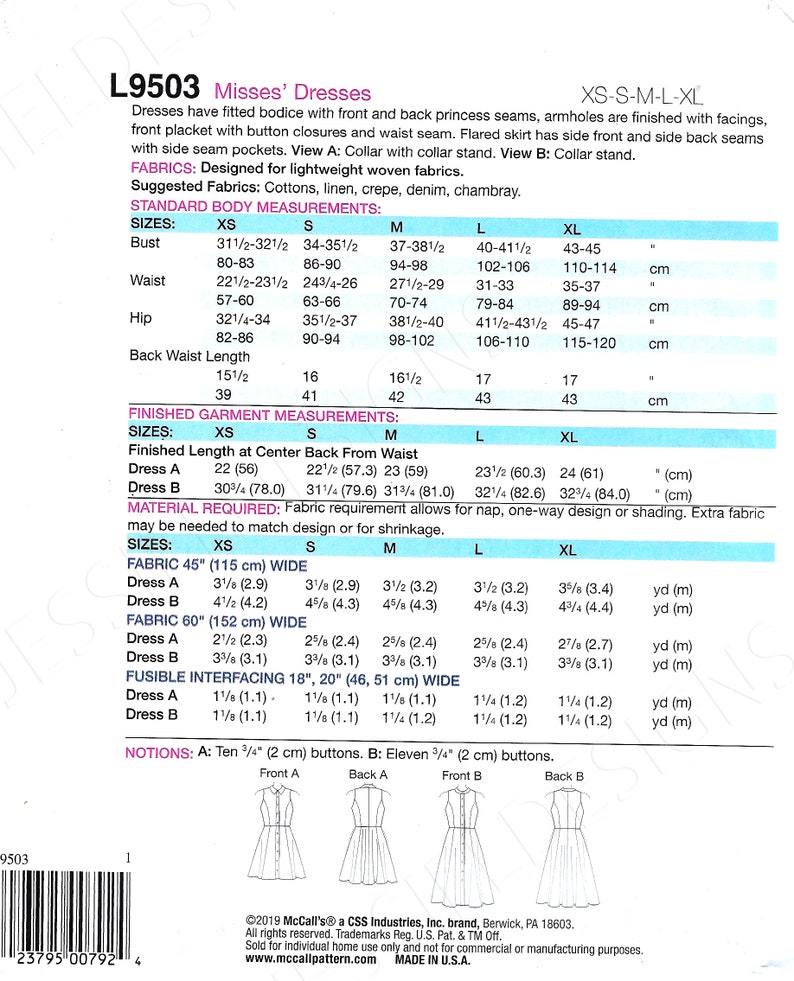 Uncut Mccalls Sew Sewing Pattern 9503 Misses Dress Size - Etsy