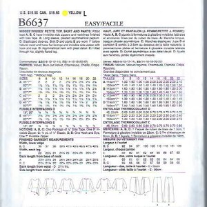 Uncut Butterick Sewing Pattern 6637 Sewing Pattern Misses Easy Top ...