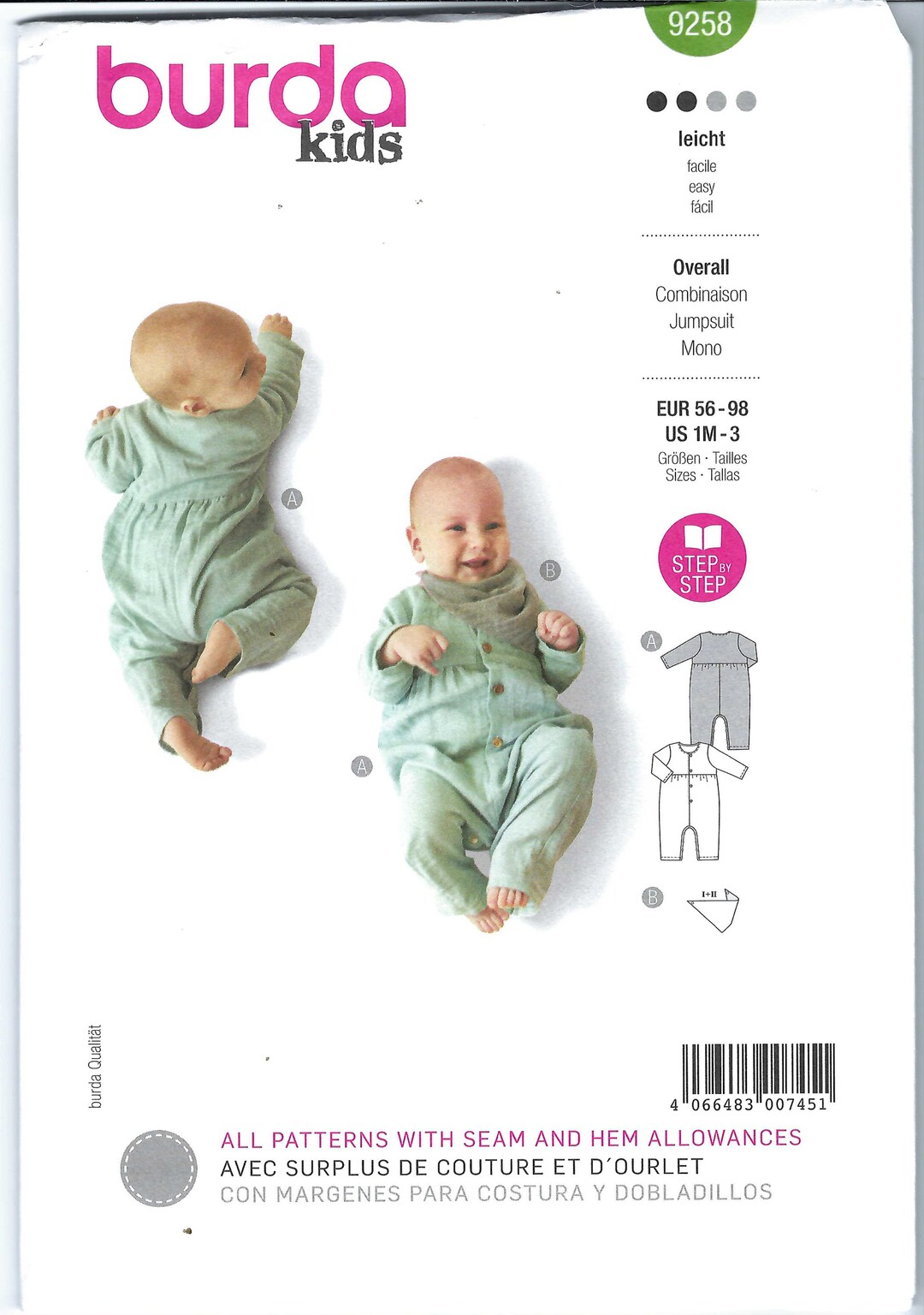 Uncut Burda Style Sewing Pattern Kids Sewing Pattern 9258 Babies ...