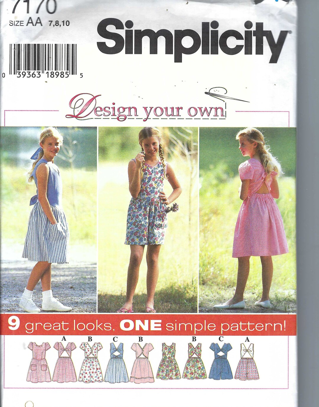 Uncut Vintage Simplicity Sewing Pattern 7170 Simplicity Girl's Dress ...