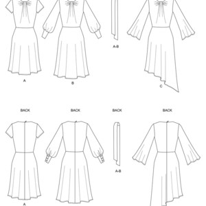 Uncut Butterick Sewing Pattern B6704 6704 Misses' Dress & Sash Size A5 ...