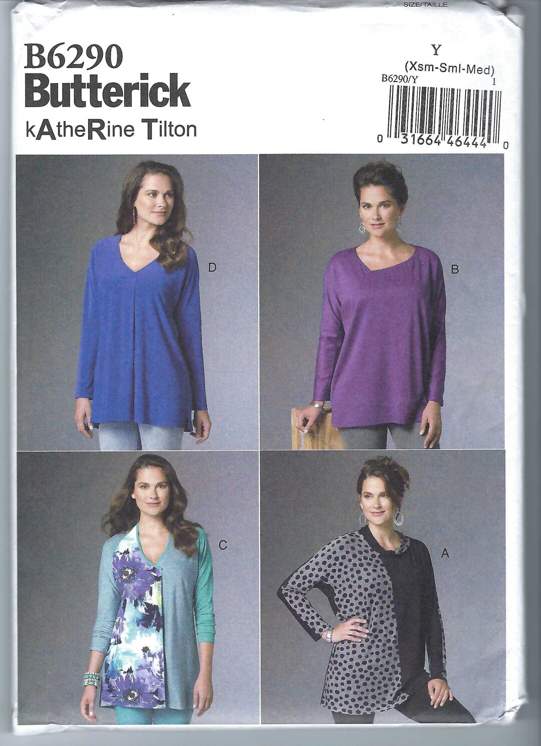 Uncut Butterick Sewing Pattern 6290 Misses' Batwing Tops New Uncut Size ...