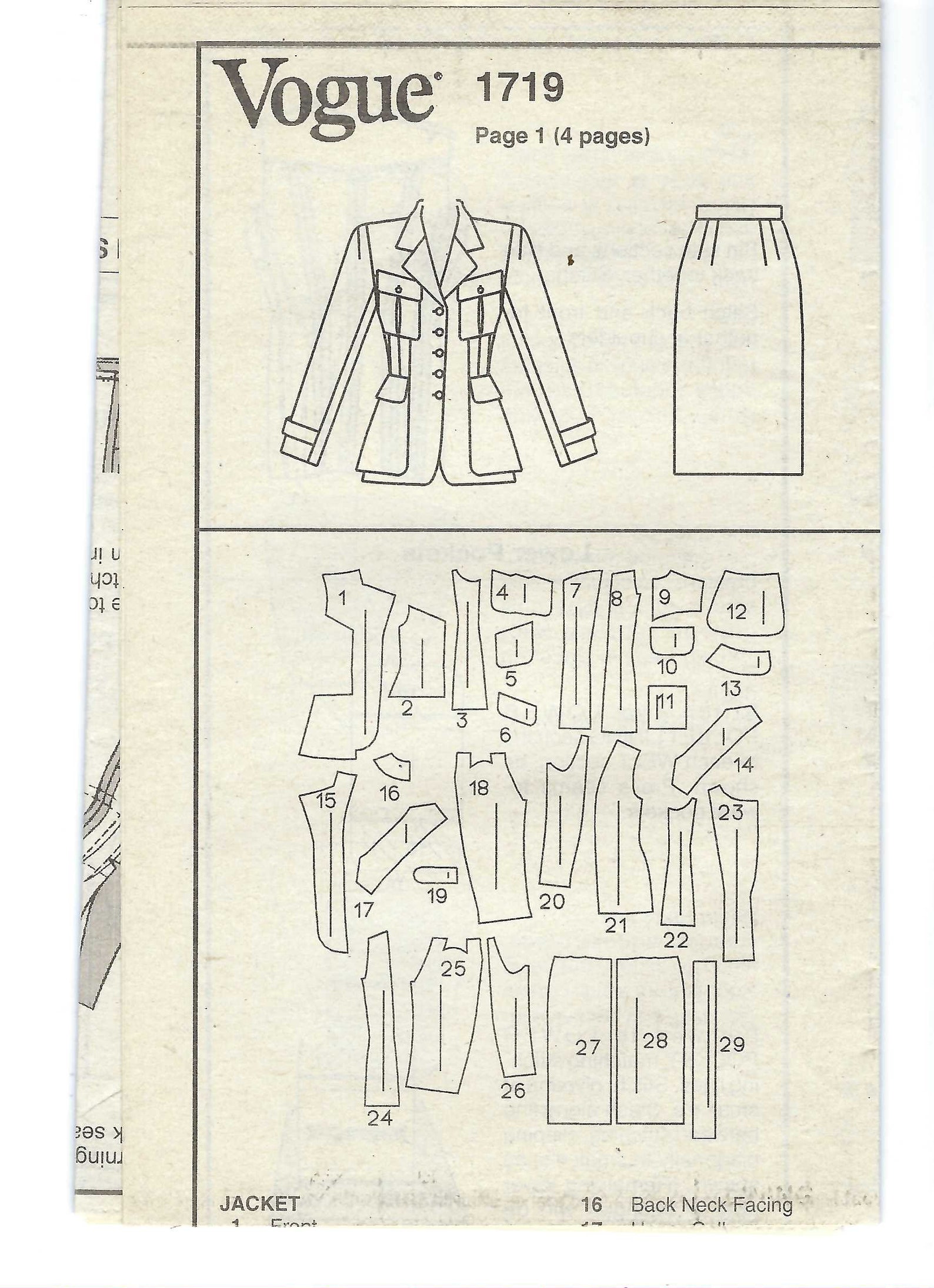 Super Rare Uncut Vintage Vogue Sewing Pattern 1719 Lagerfeld Misses ...