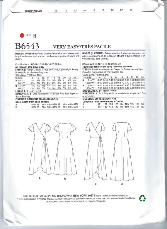 Butterick 6543 Sewing Pattern Women’s Loose-Fitting Jacket Skirt and ...