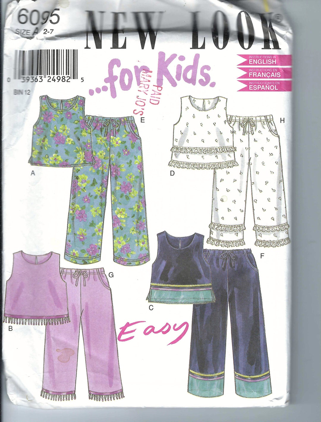 Uncut New Look Sewing Pattern Toddler & Girls Sleeveless Top and Pants ...