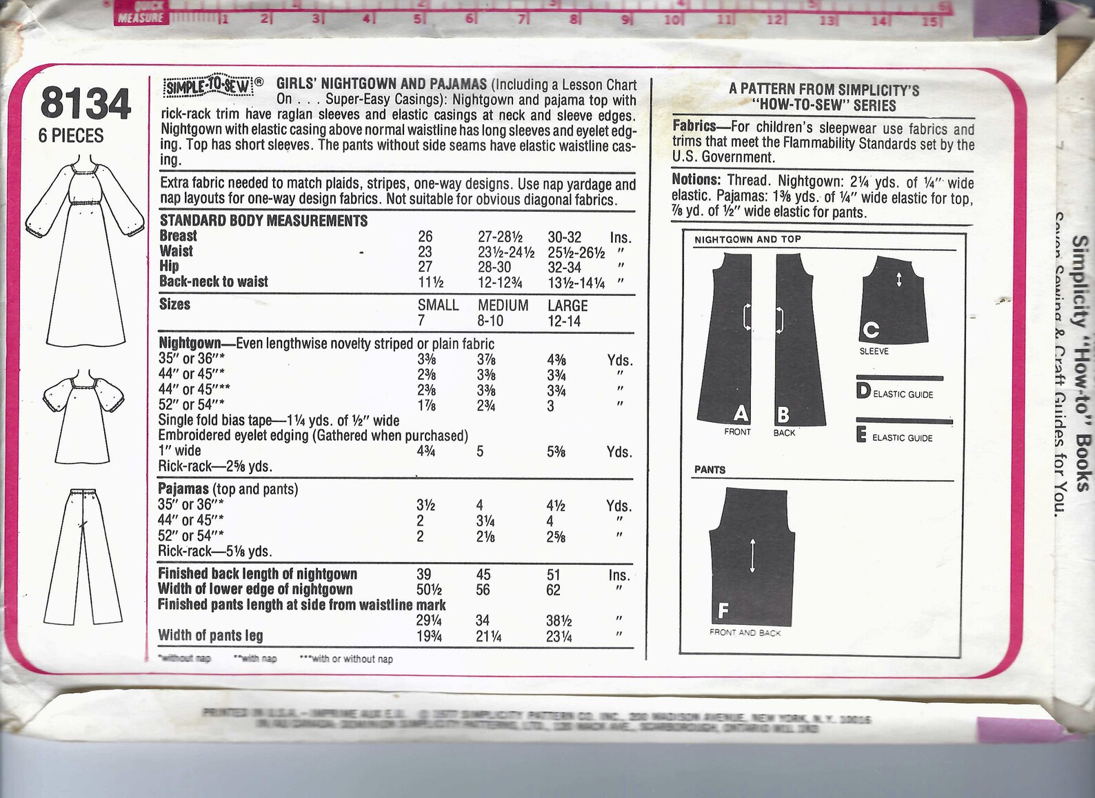 Uncut Vintage Simplicity Sewing Pattern 8134 Pattern Size L 12-14 Girls ...