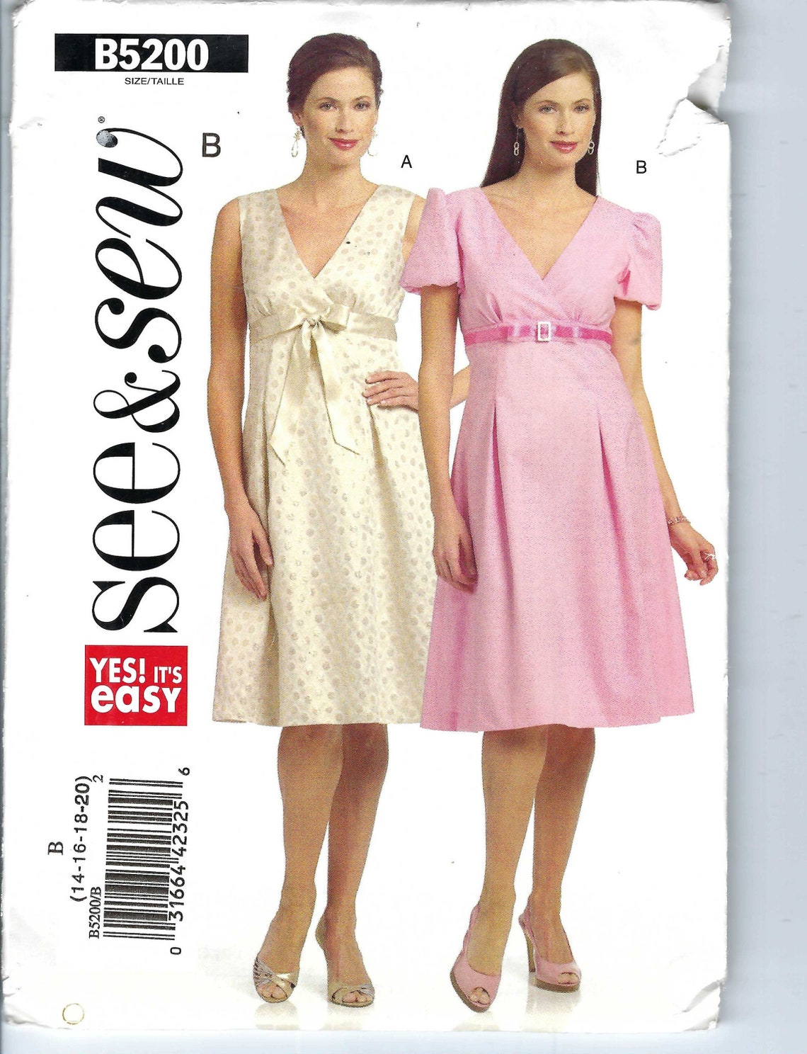Uncut Butterick Sewing Pattern 5200 Mother of the Bride DRESS SIZE 6-12 ...