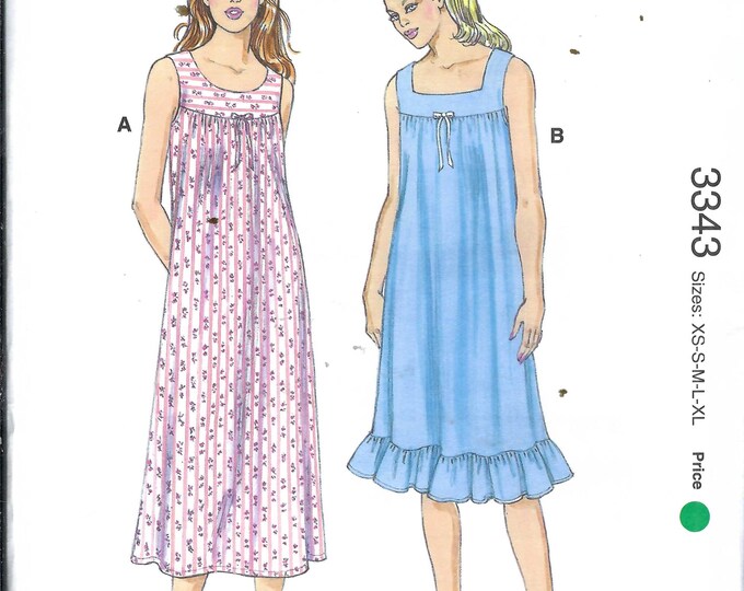 Uncut Kwik Sewing Pattern 3343 Vintage 2000s Sleeveless Yoked Nightgown ...