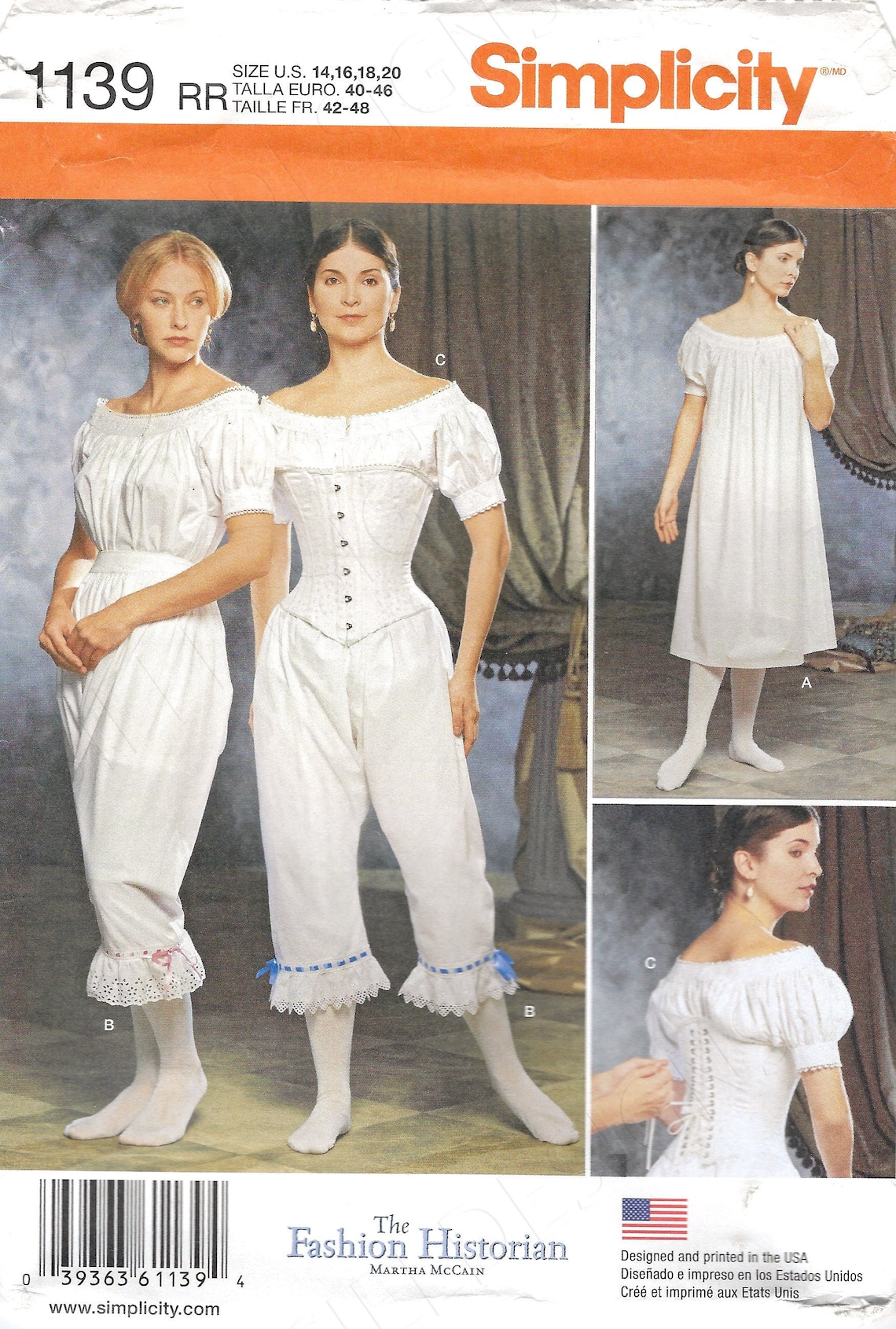 Uncut Simplicity Sewing Pattern 9769 1139 Civil War Under Garments ...