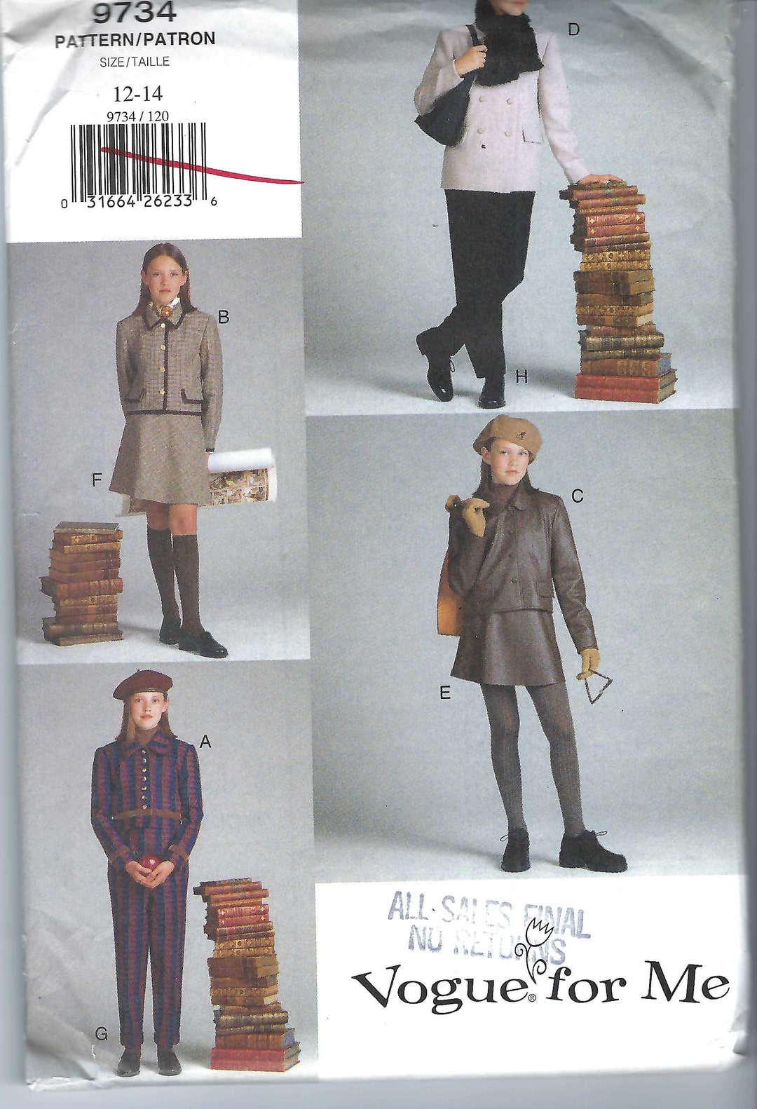 Uncut Vogue Sewing Pattern 9734 Sewing Pattern, Girl’s Jacket, Skirt ...