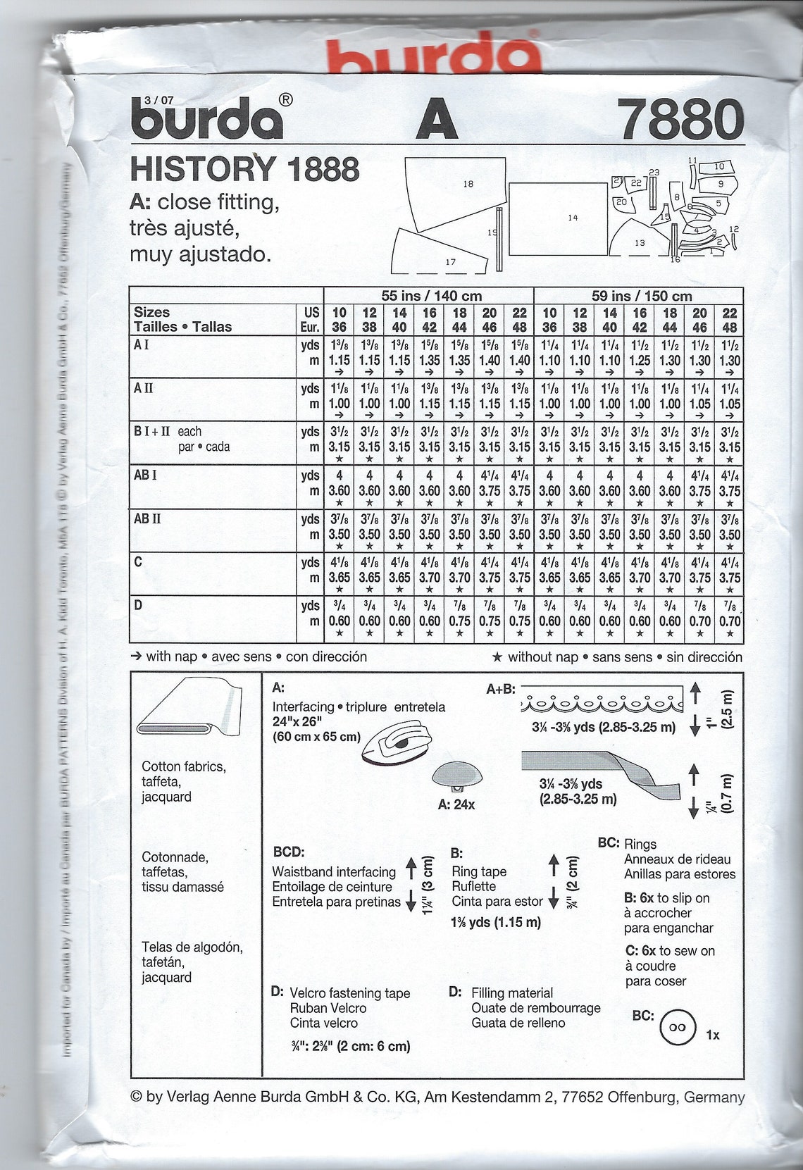 Uncut Burda Style sewing Pattern 7880 Victorian Historical | Etsy