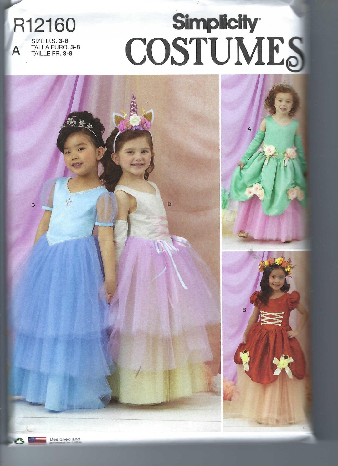 Uncut Simplicity Sewing Pattern 12160 3027 Childrens Princess Costumes ...
