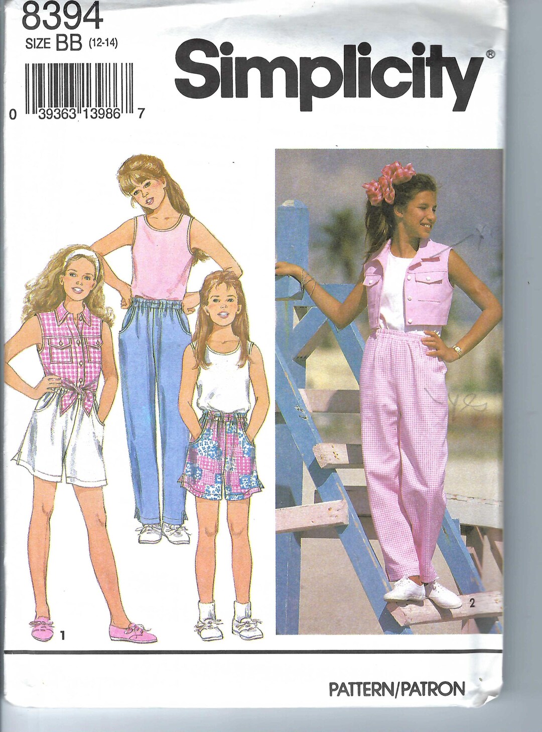 Uncut Vintage Simplicity Sewing Pattern 8394 Girls Pants or Shorts ...