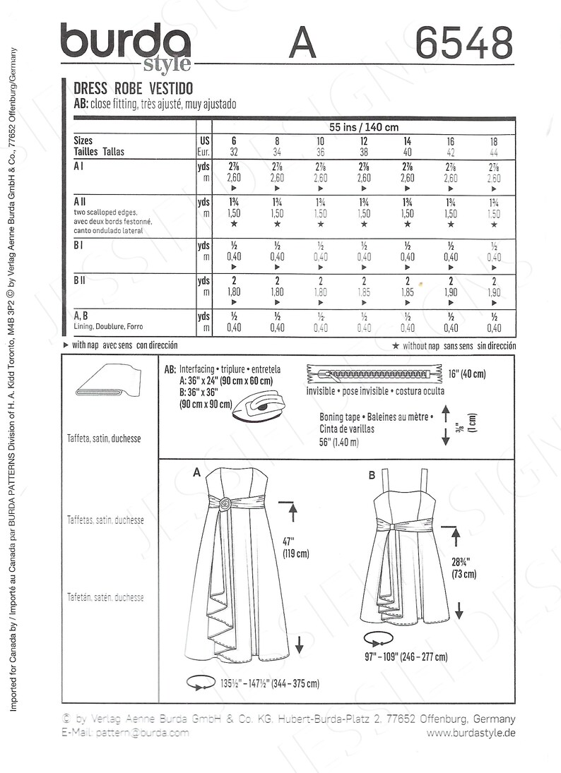 Uncut Burda Style sewing pattern 6548 Womens Size 20 to 30 | Etsy