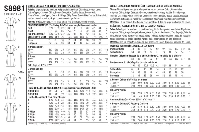 Uncut Simplicity Sewing Pattern R10246 10246 8981 S8981 | Etsy