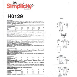Uncut Simplicity Sewing Pattern H0129 2849 Adult Costume Size A XS-S-M ...