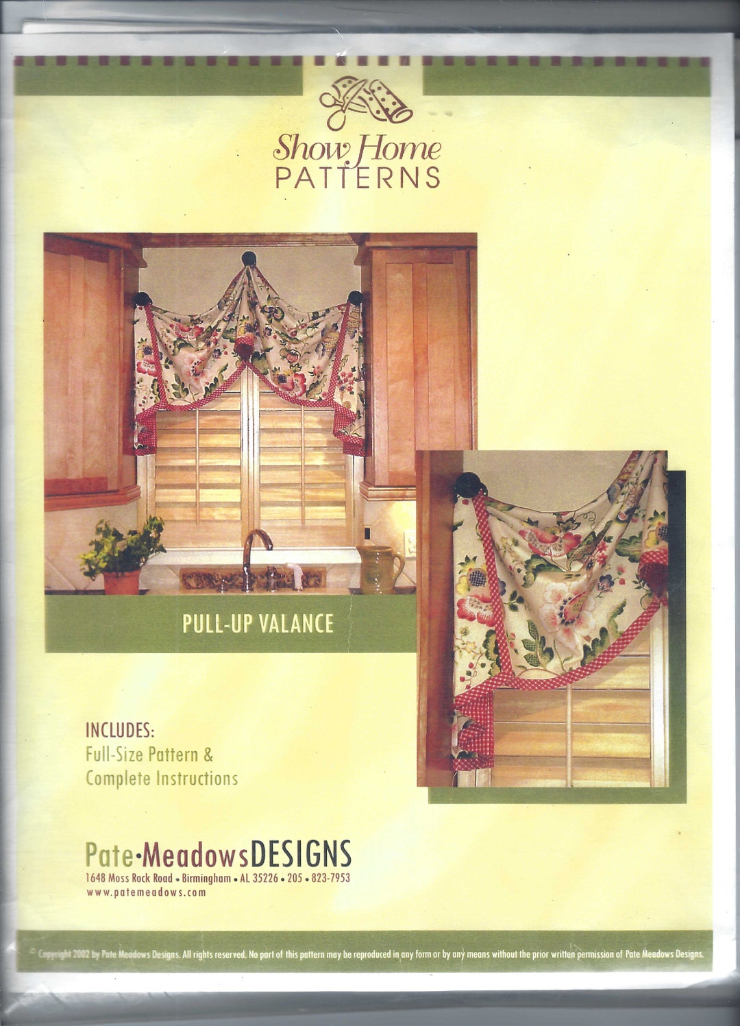 Uncut Pull up Valance Pattern by Show Home Pate Meadows Designs Factory Folded - Etsy