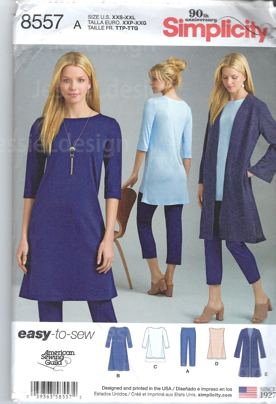 Uncut Simplicity Sewing Pattern 8557 Long Cardigan, Tunic, Leggings Sewing Pattern XXS-XXL FF - Etsy