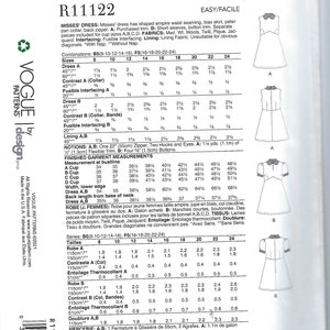 Uncut Vogue Sewing Pattern 11122 1822 Misses' Dress Size 8-16 16-24 FF ...