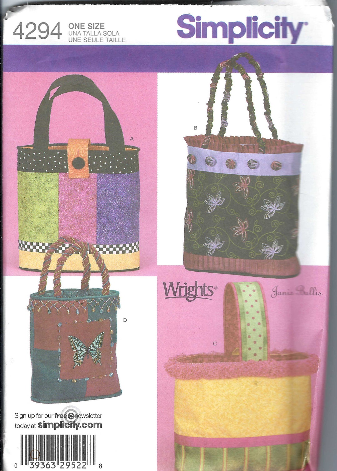 Uncut Simplicity Sewing Pattern Tote Bag Sewing Pattern - Simplicity ...