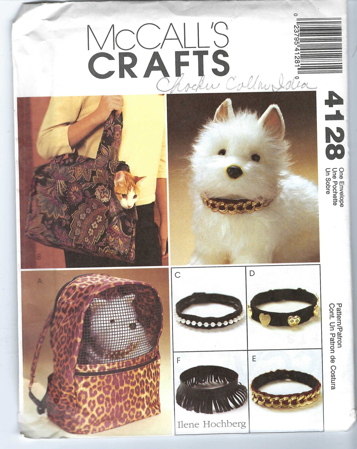 Uncut Mccalls Sewing Pattern 4128 Pattern for Pet Carrier and Collars 2 ...