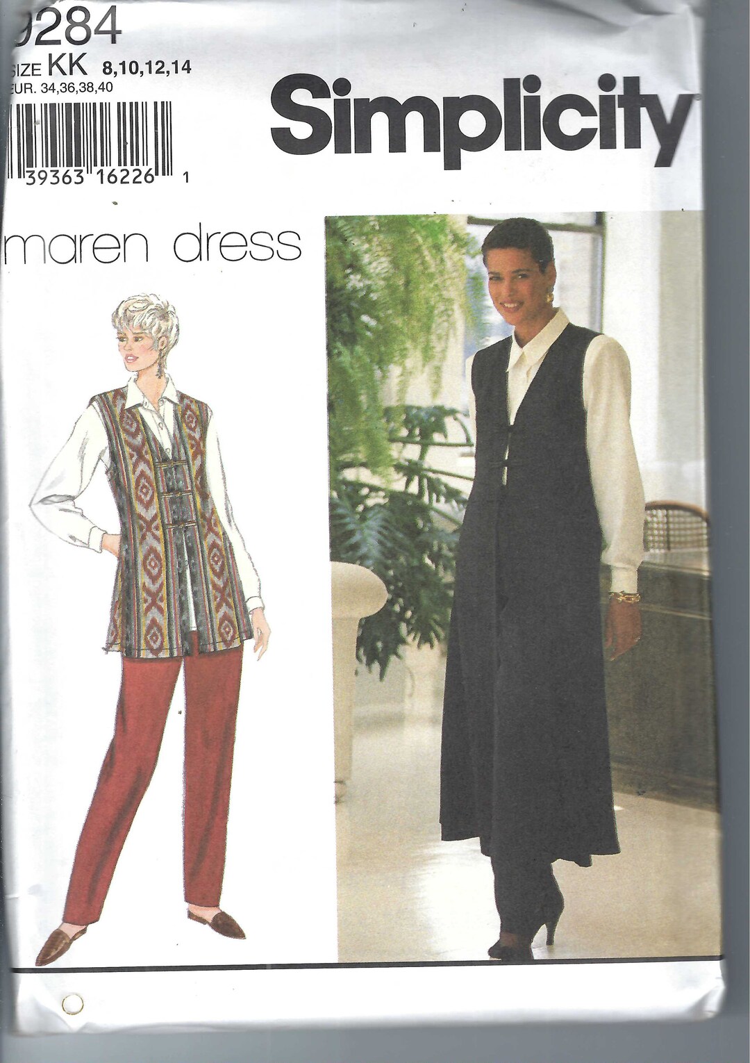 Uncut Vintage Simplicity Sewing Pattern Misses Pants, Shirt & Vest ...