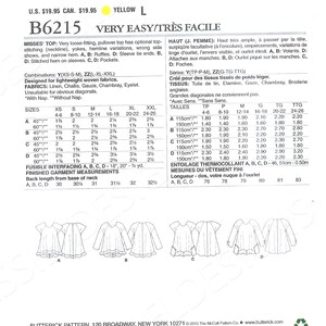 Uncut Butterick Sewing Pattern 6215 Fast and Easy Top Pattern Size Xsm ...