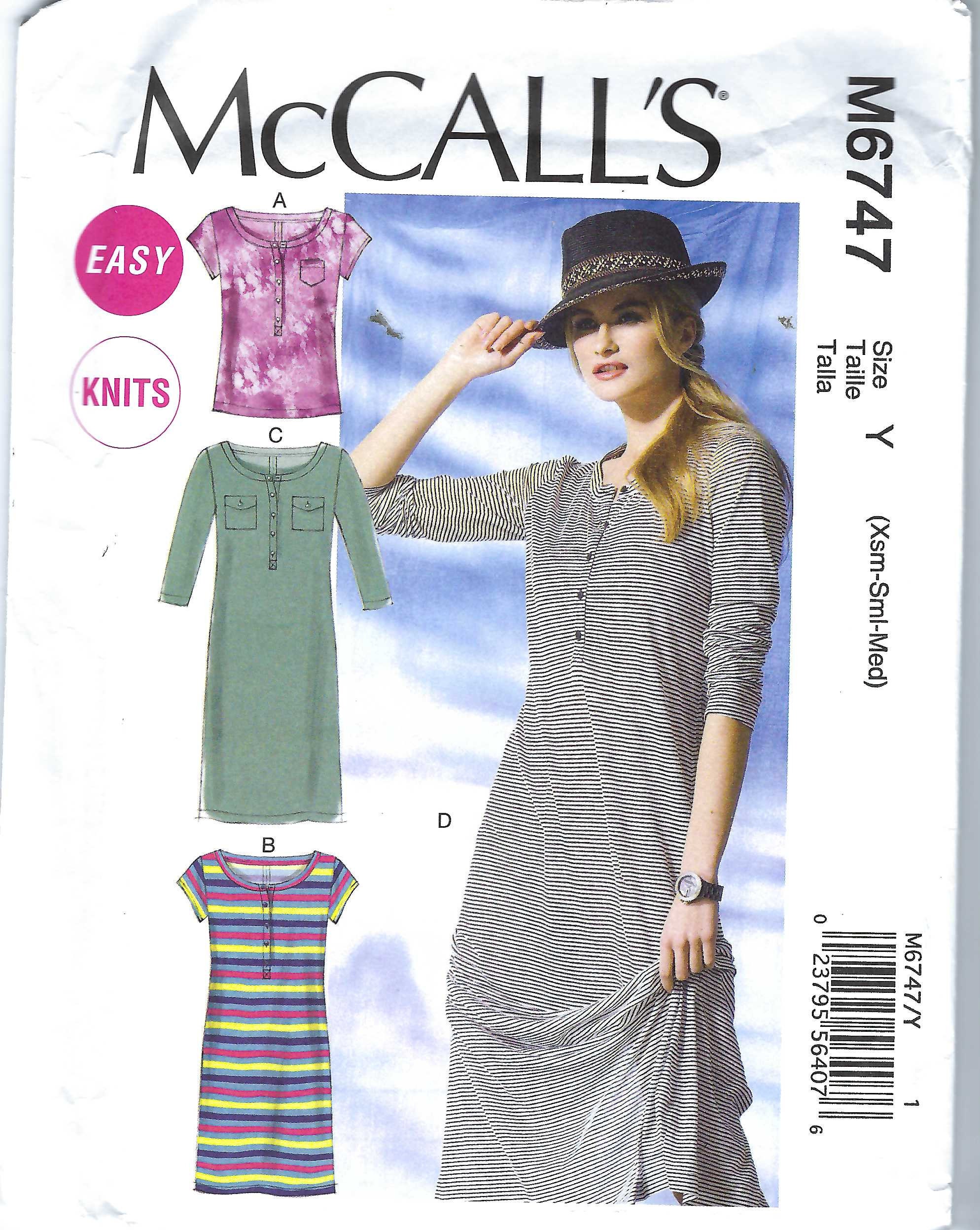 Uncut Mccalls Sewing Pattern 6747 Sizes XS-S-M L-xl-xxl Women's Dresses ...
