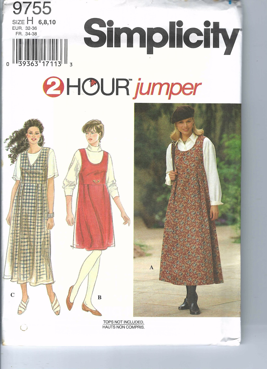 UNCUT Vintage Simplicity Sewing Pattern 9755 Jumper Scoop V Neck Raised ...