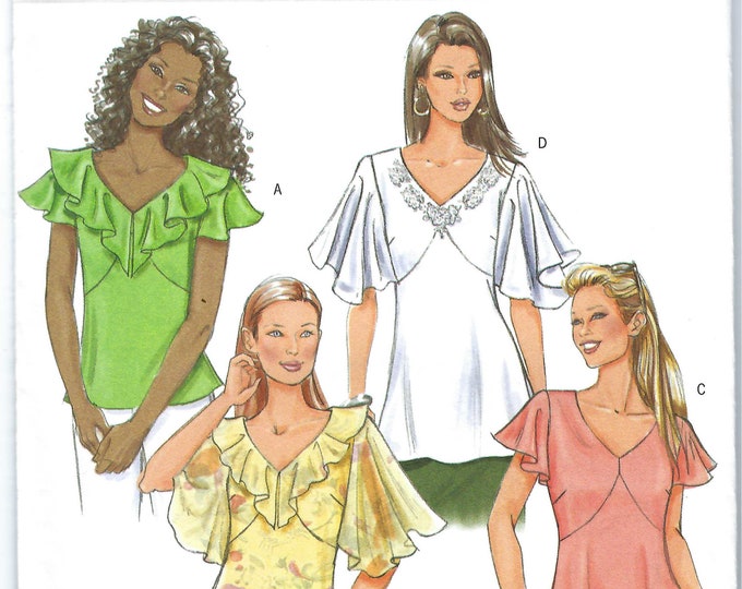 Uncut Butterick Sewing Pattern 4456 V-neck Top With Sleeve and Length ...